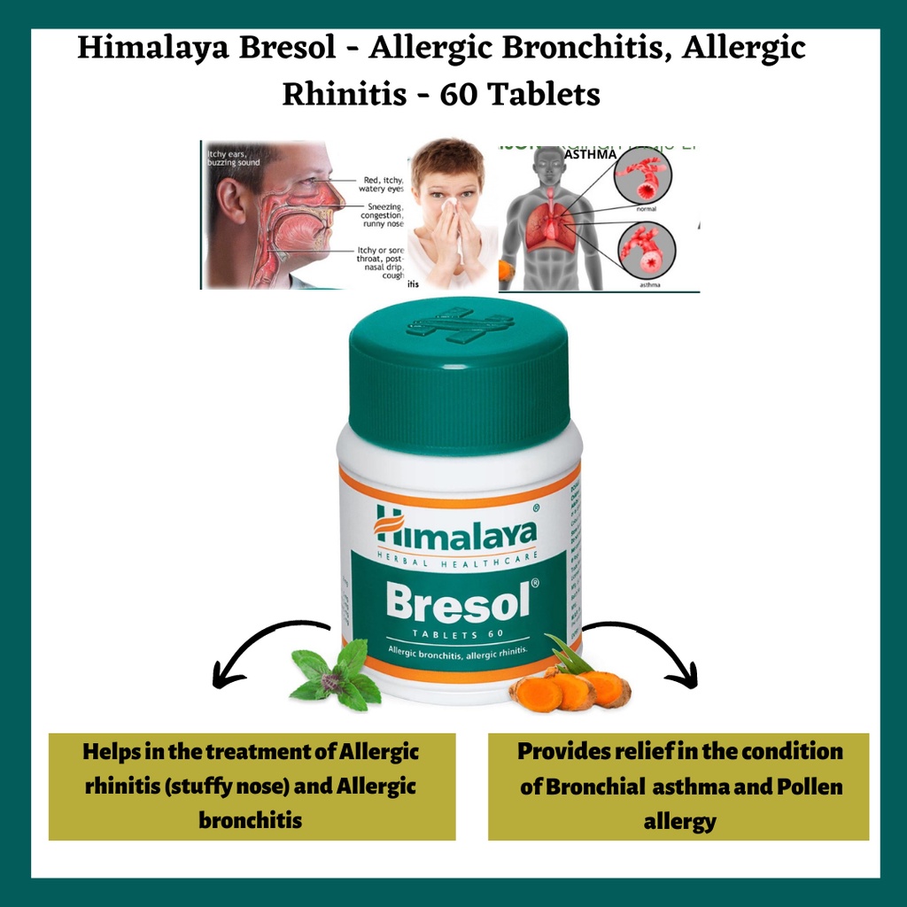 Himalaya Bresol - Allergic Bronchitis, Allergic Rhinitis - 60 Tablets ...