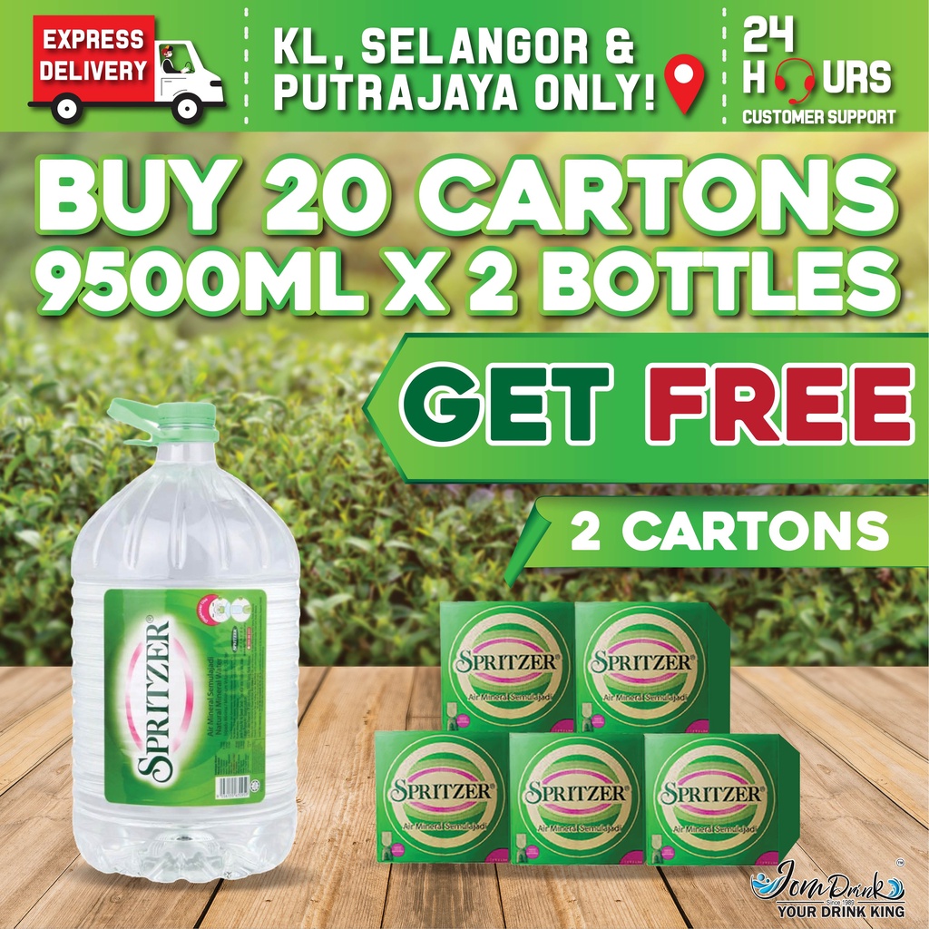 BUNDLE OF 20 CARTONS : SPRITZER MINERAL WATER 9500ML x 2 BOTTLES | Shopee Malaysia