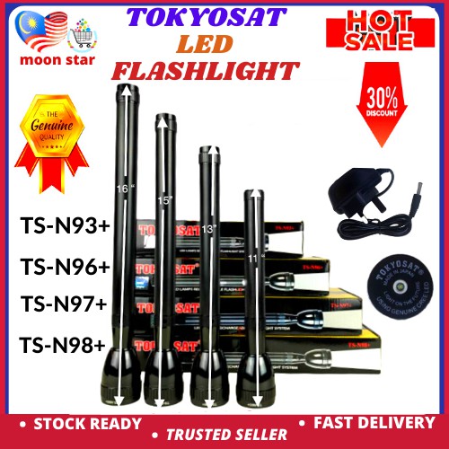 TOKYOSAT lampu suluh RECHARGEABLE FLASHLIGHT, HAEVY DUTY TORCHLIGHT ...