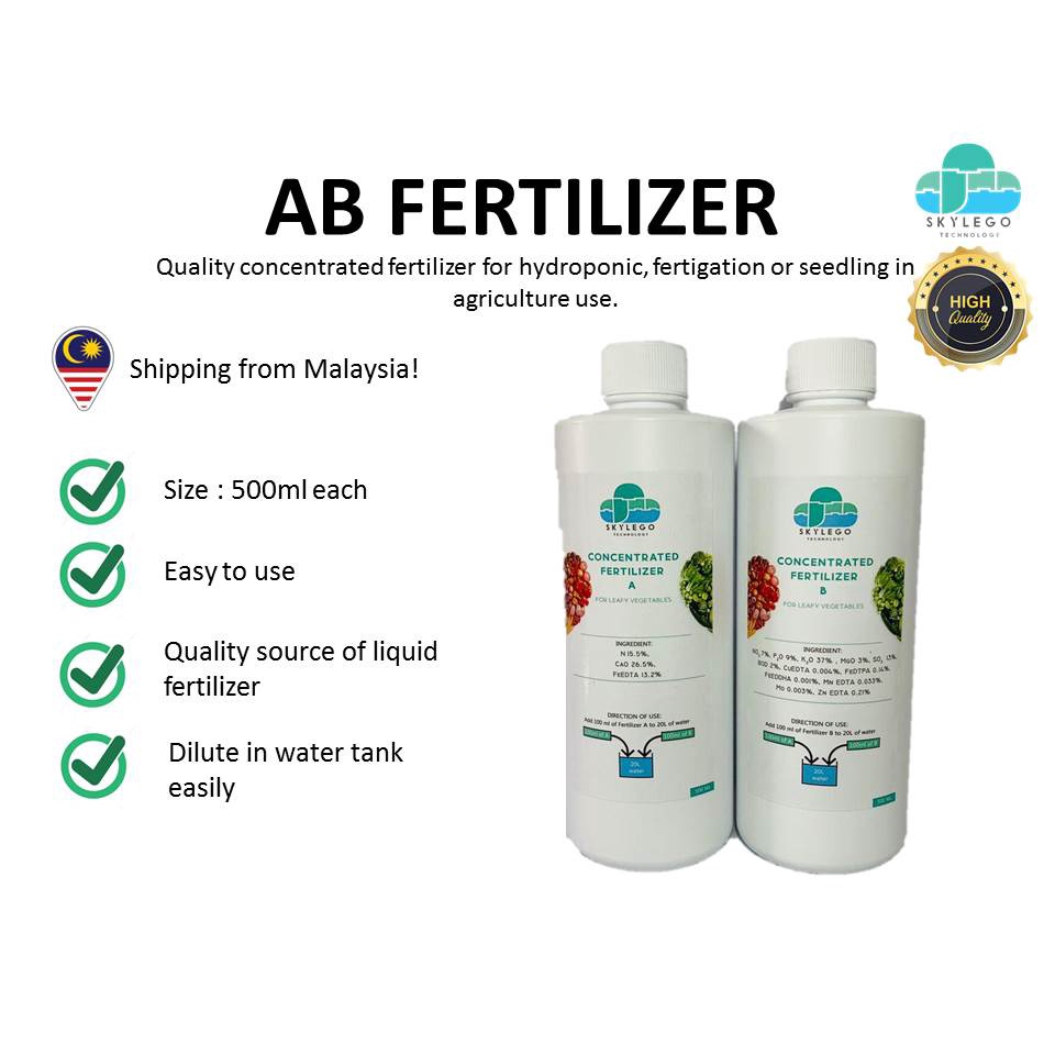 Hydroponics A & B Liquid Fertilizers for Leafy Vegetables Skylego (Baja ...