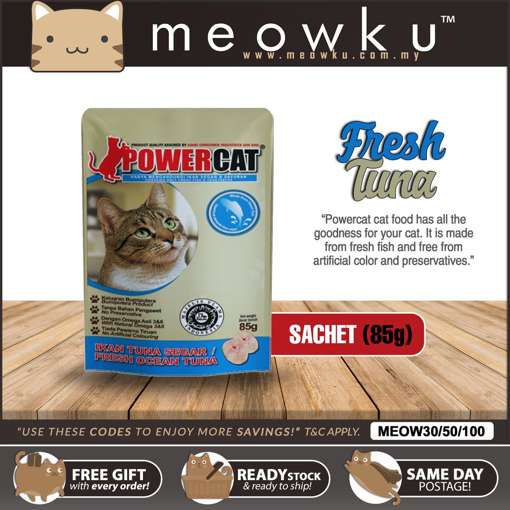 POWERCAT® FRESH OCEAN TUNA 85g Wet Cat Food Sachet Pouch For Adult ...