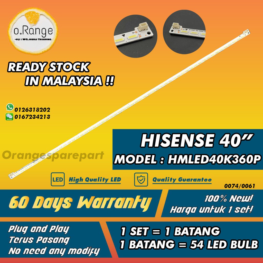 HMLED40K360P HISENSE 40" LED TV BACKLIGHT (LAMPU TV) HISENSE 40" INCH ...