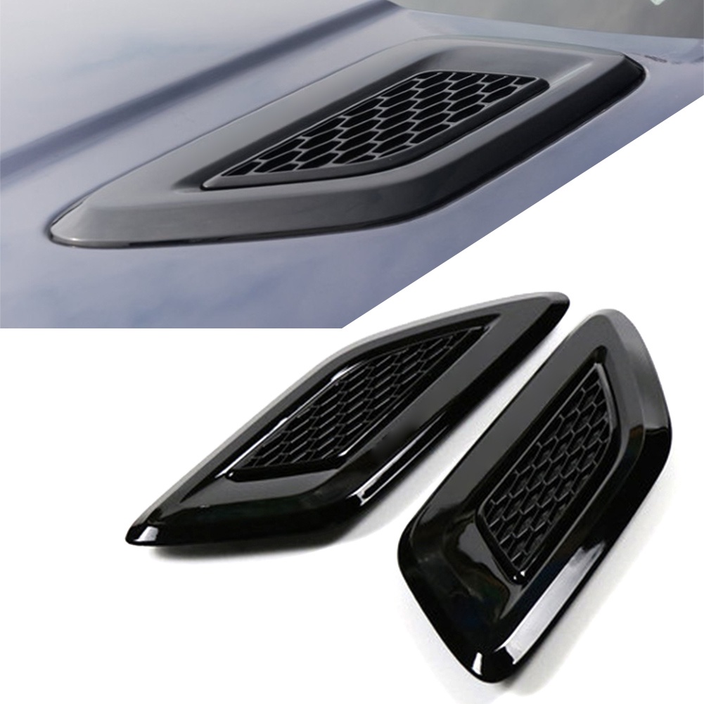 2Pcs Glossy Black Car Front Side Air Hood Vent Decoration Trims Cover ...