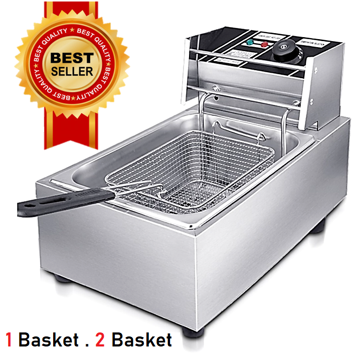 【Malaysia 3-Pin Plug】6L Electric Stainless Steel Deep Fryer Single Tank ...