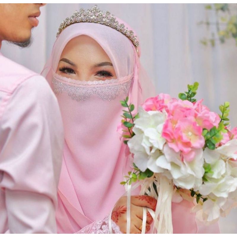 Customade Purdah Bridal Akad Nikah Purdah Lace 2 Layer Murah | Shopee ...