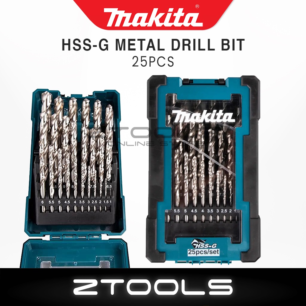 (25pcs) Makita HSS-G Metal Drill Bit Set (1 - 13mm) | D-67555 | Straight Shank | Original ...