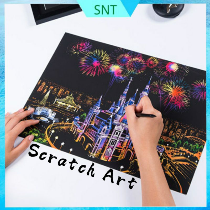 SNT Randomly 1pcs (SCRAP-43) Scratch Art Painting Paper With Wooden ...
