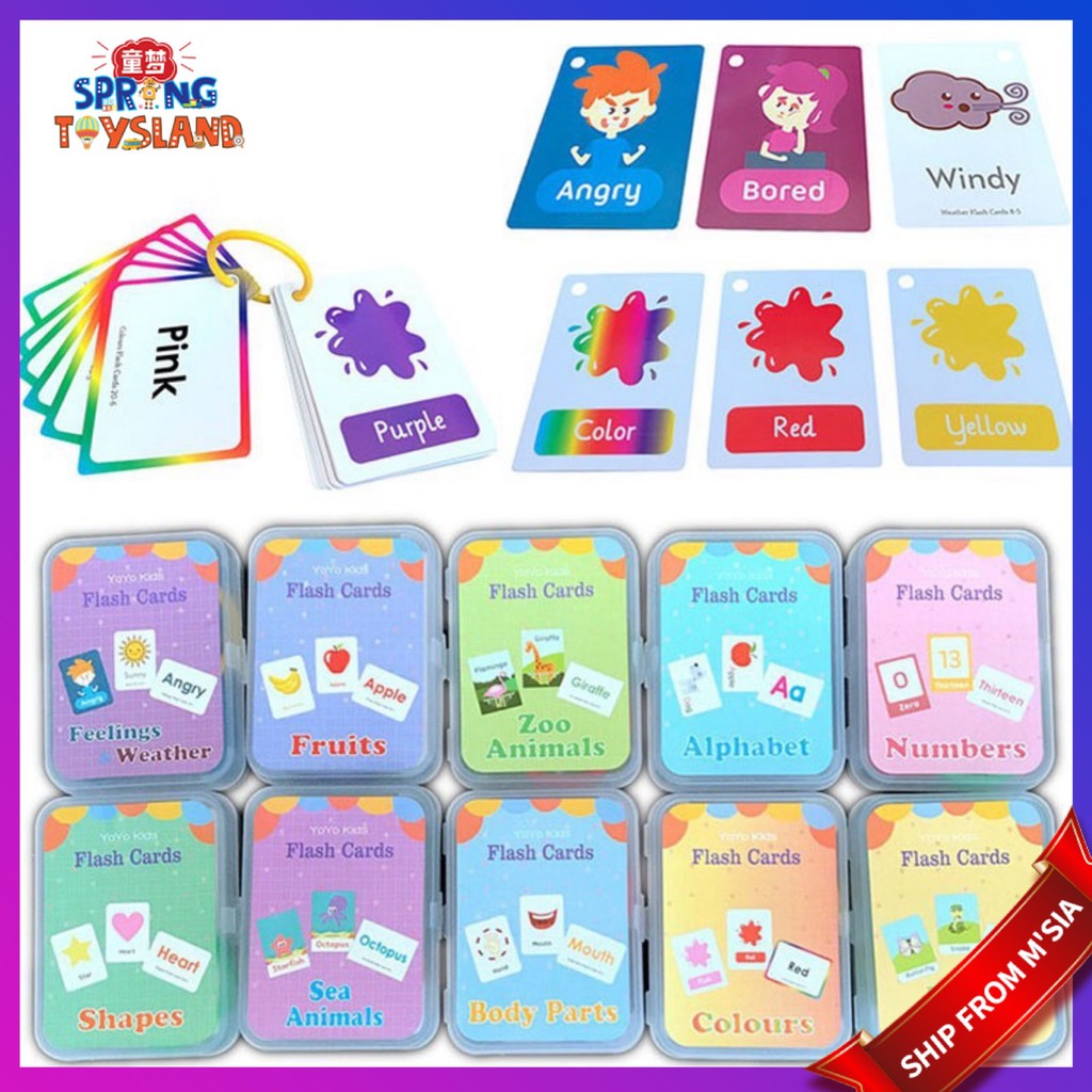 SPRING Kids Early Learning Flash Cards English Preschool Flash Cards ...