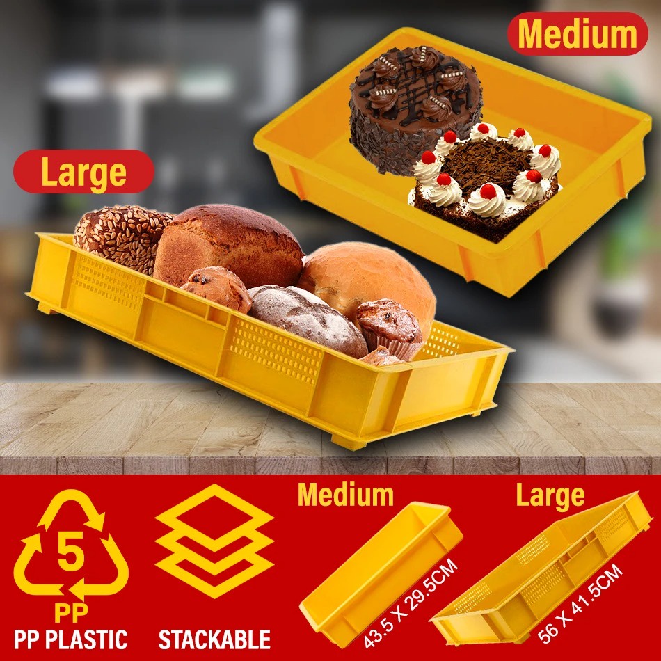 Flexfitt Yellow Rectangular Crate Tray for Bakery & Industrial / Dulang ...
