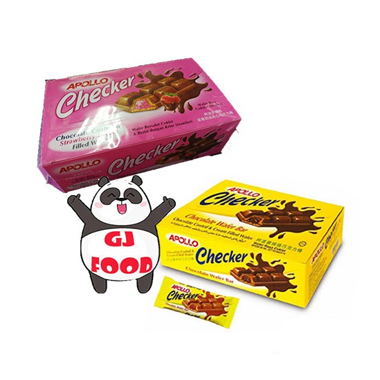 APOLLO CHECKER/ CHOCOLATE WAFER BAR/ CHOCOLATED COATED & STRAWBERRY ...