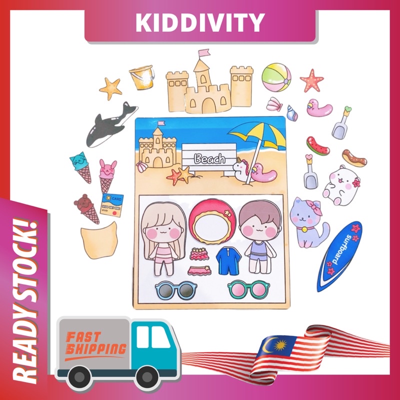 (DIY PACK) BEACH BUSY BOOK l DOLL PAPER BOOK l DIY BUSY BOOK l QUIET ...