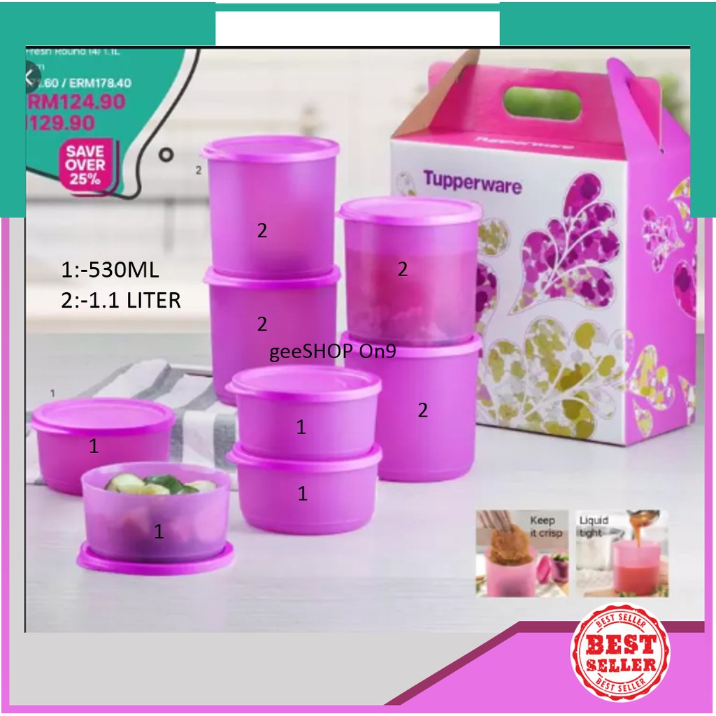Tupperware Summer Fresh Round Set(100% Original Tupperware) | Shopee ...