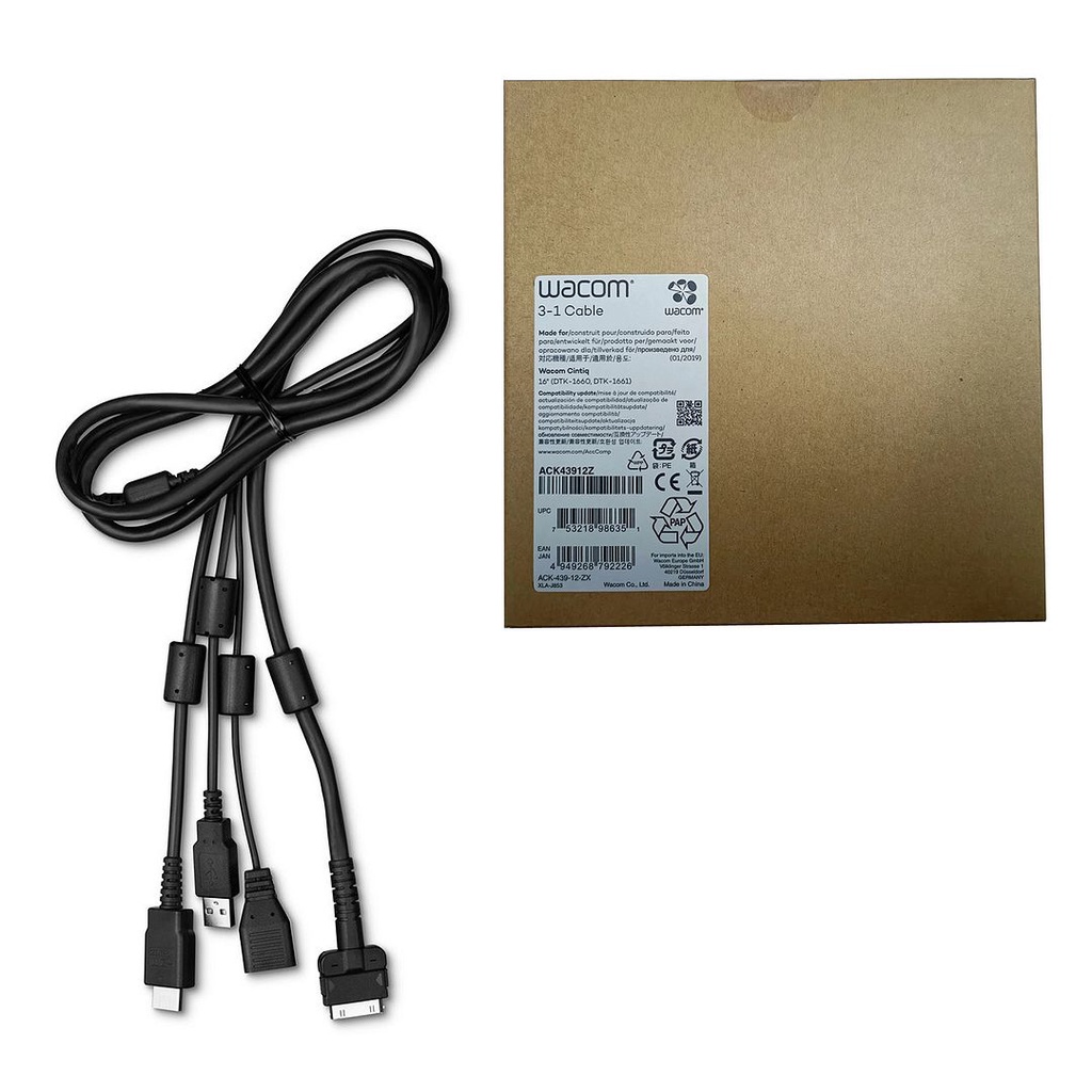 Wacom ACK43912Z 3-in-1 cable for Wacom Cintiq 16 (DTK-1660, DTK-1661 ...