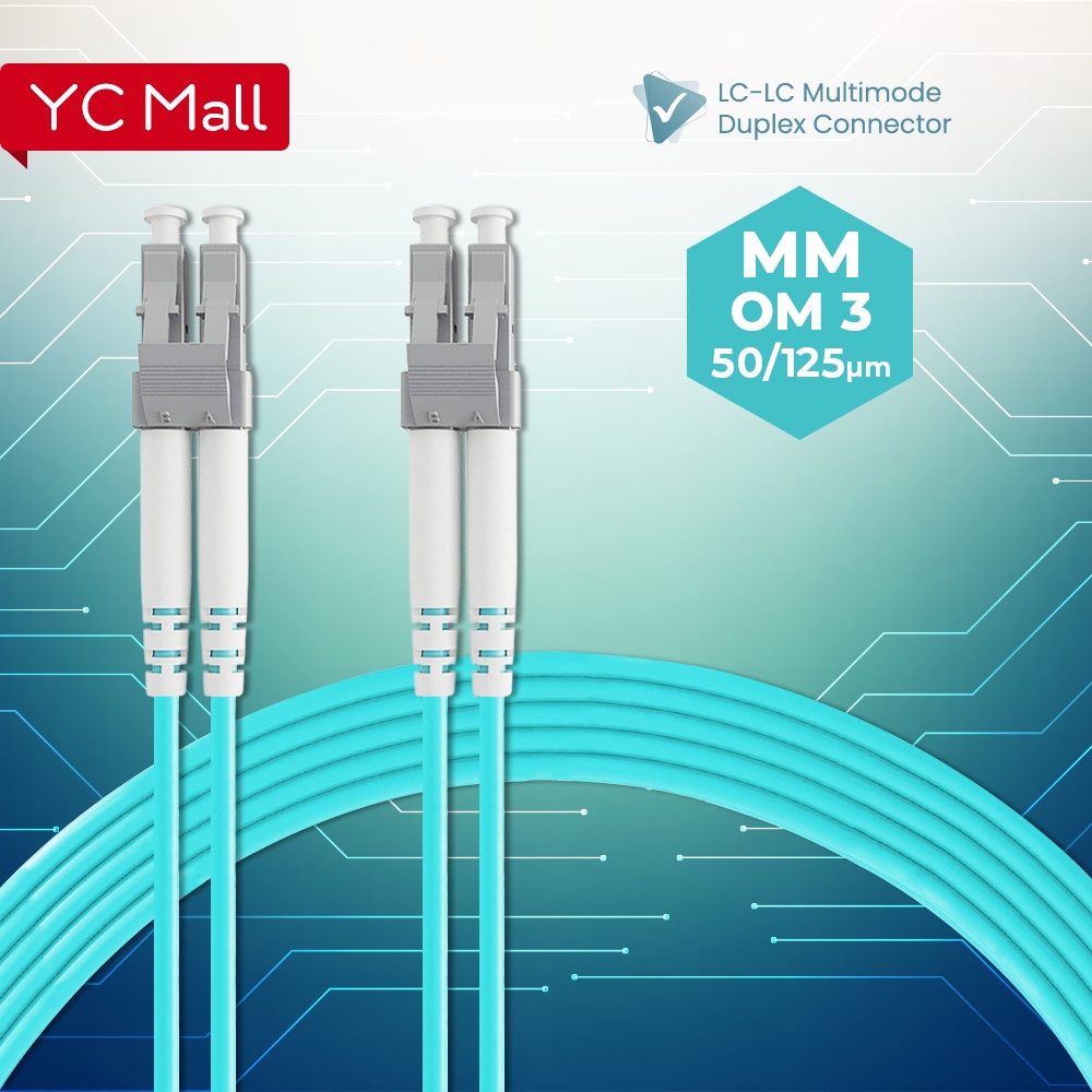 LC-LC 50/125 OM3 Multimode Duplex Fiber Optic Patch Cable 1M 2M 3M 5M ...