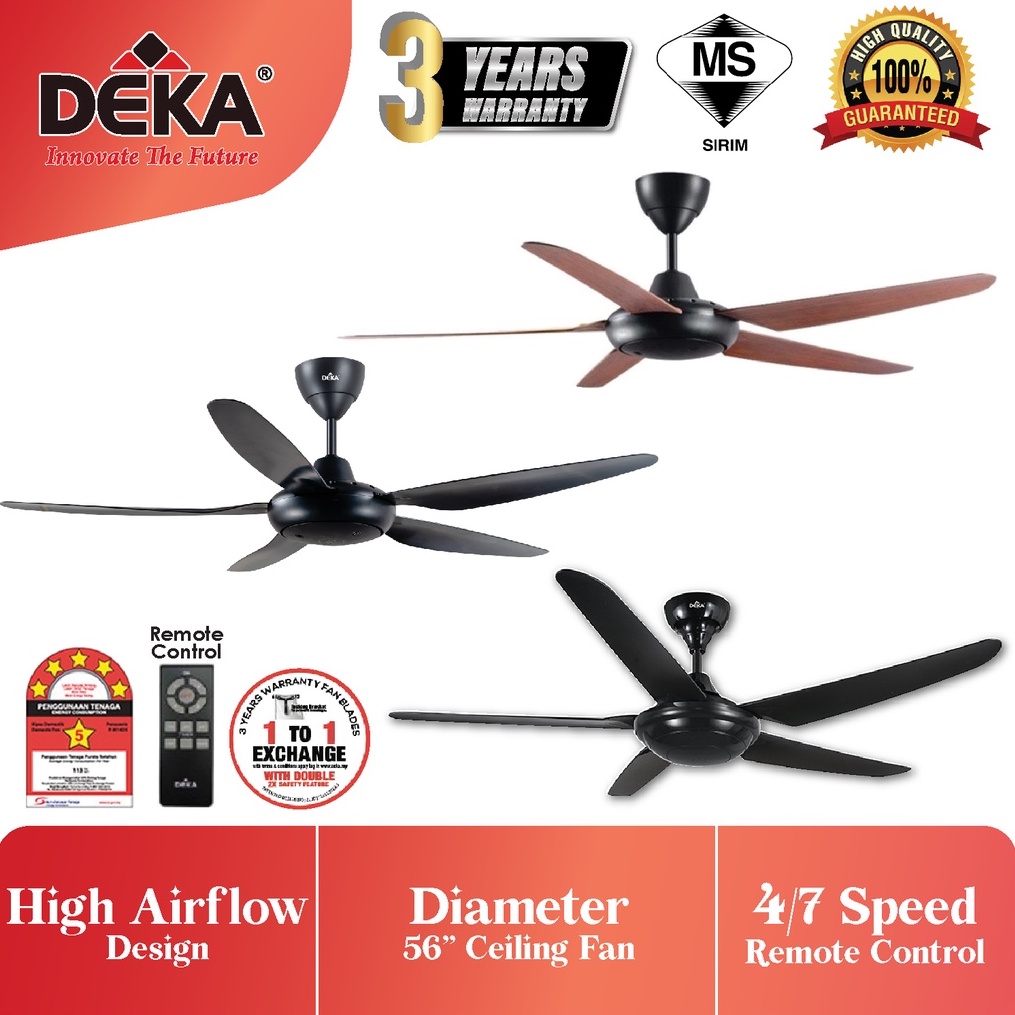 DEKA Fan XR5 / XR10 / P5S Ceiling 56" AC Motor Remote Control Kipas ...