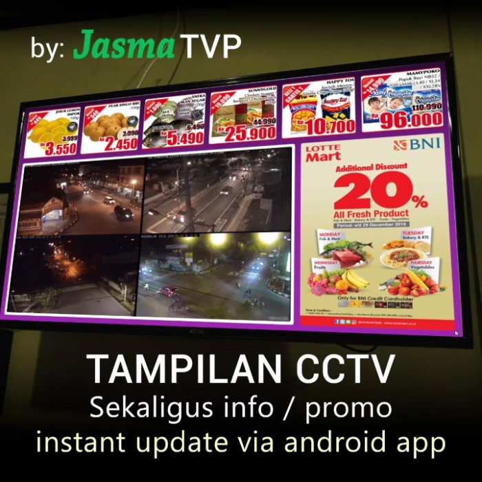 Papan informasi/reklame/iklan digital TV minimarket alfamart indomart ...