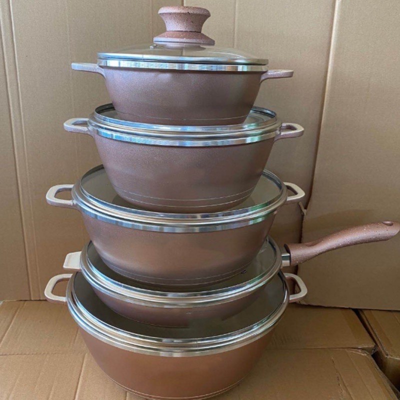 NEW 12pcs Dess Italy Non Stick Ceramic Coating Cooking Pot Set | Shopee ...