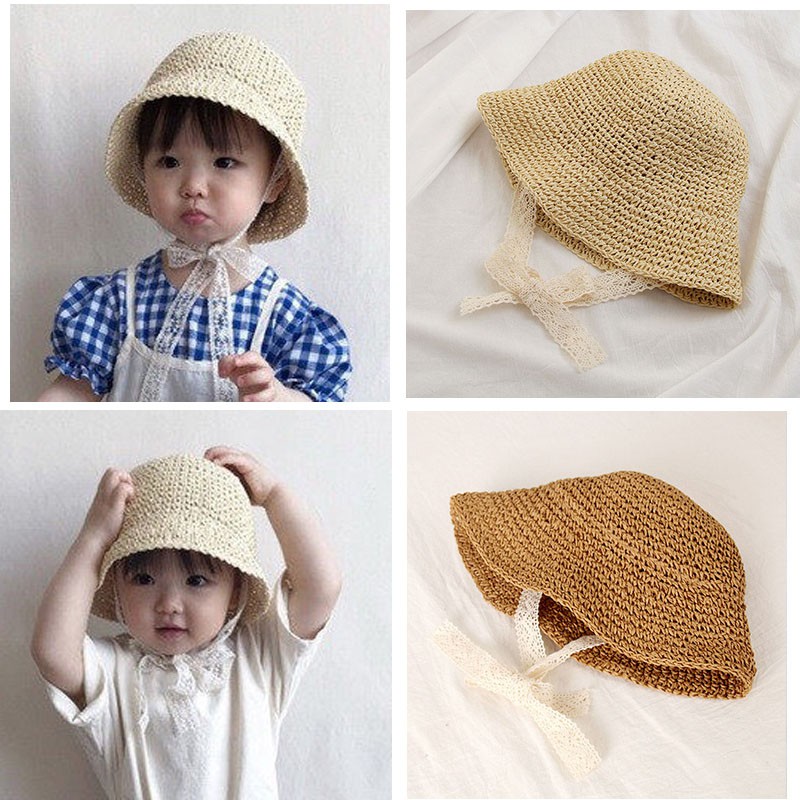 Summer Baby Straw Hat Outdoor Beach Sun Hat Kids Girls Boys Cap ...