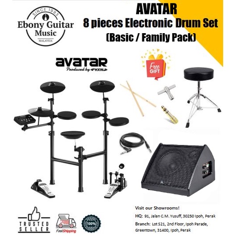 Avatar Foldable 8 Piece Electronic Digital Drum Kit Set with DM35 ...