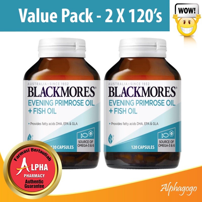 Blackmores Evening Primrose Oil (EPO) + Fish Oil (120 Capsules / 2X120 ...