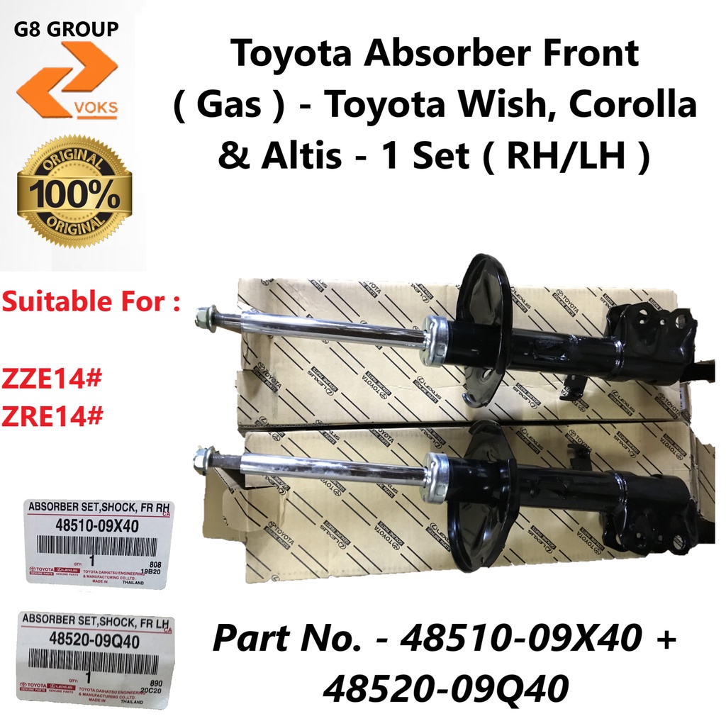 Toyota Absorber Front ( Gas ) - Toyota Corolla, Altis & Wish - 1 Set ...