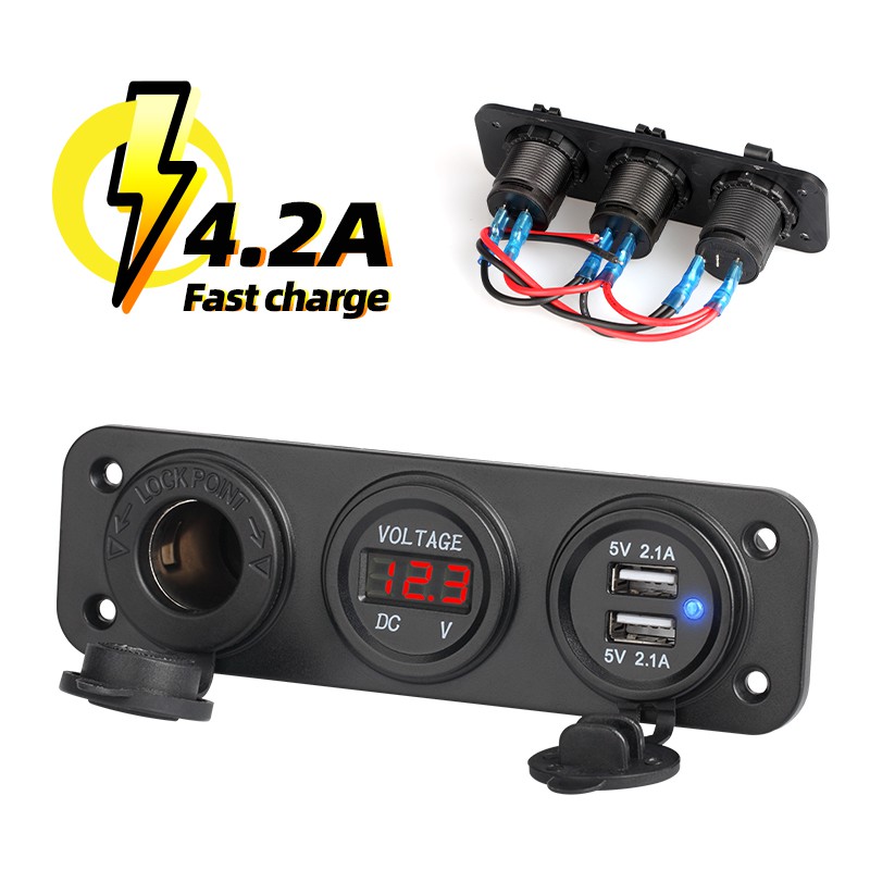 Moblie Phone Car Charger Switch Panel 4.2A Dual USB Charger LED ...