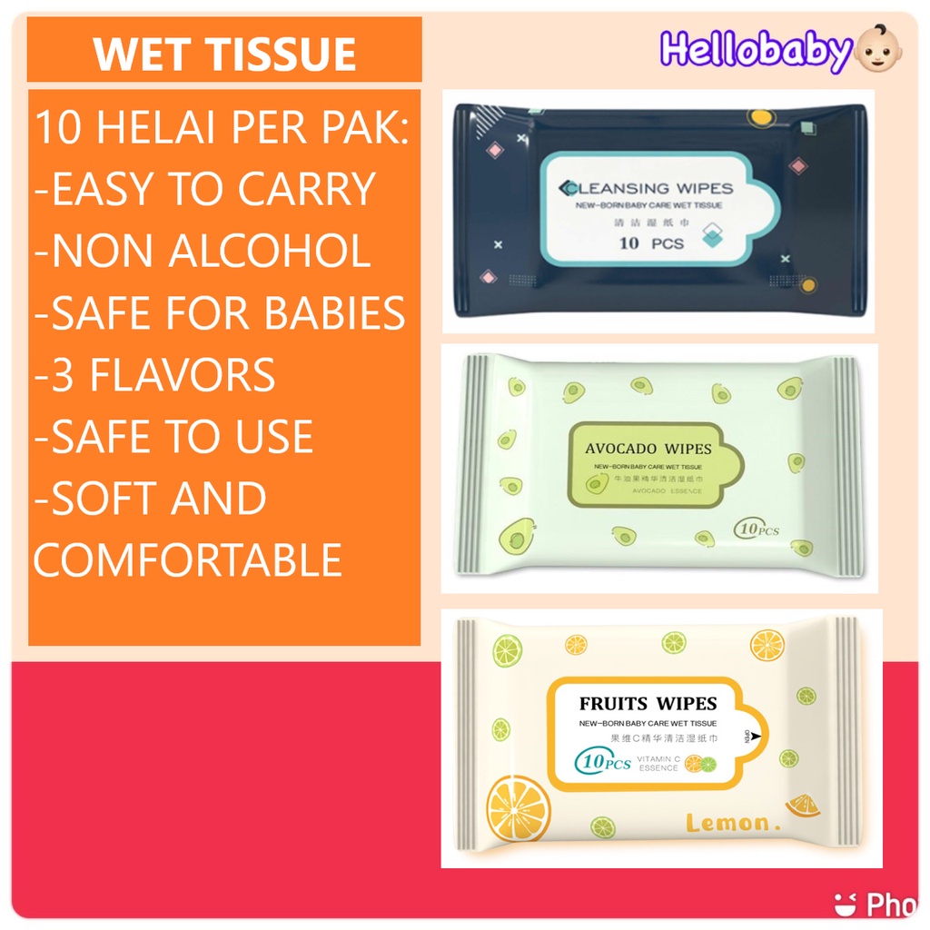 [READY STOCK] HELLO BABY Wet Tissue 10pcs/pack - Wet wipes/Baby wipes ...