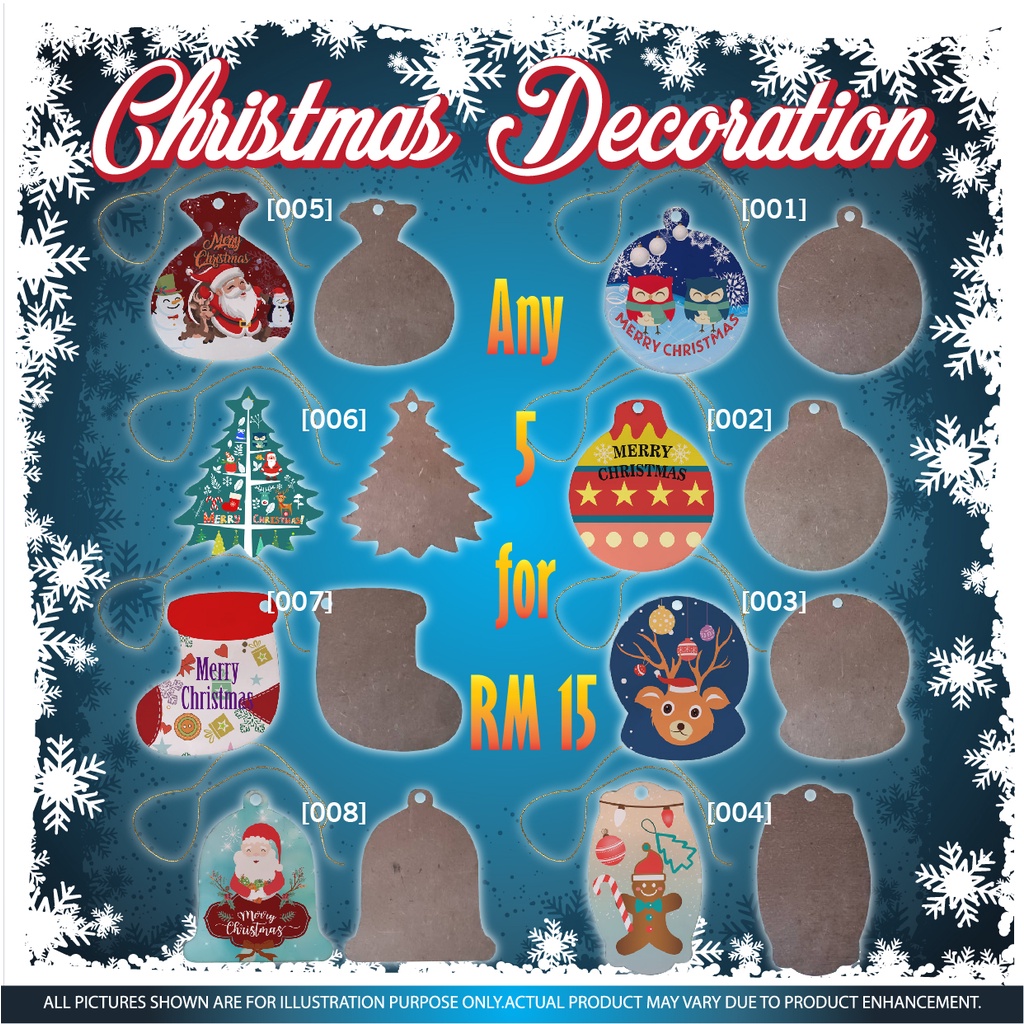 Merry Christmas Mini 8 Design Decoration | Shopee Malaysia