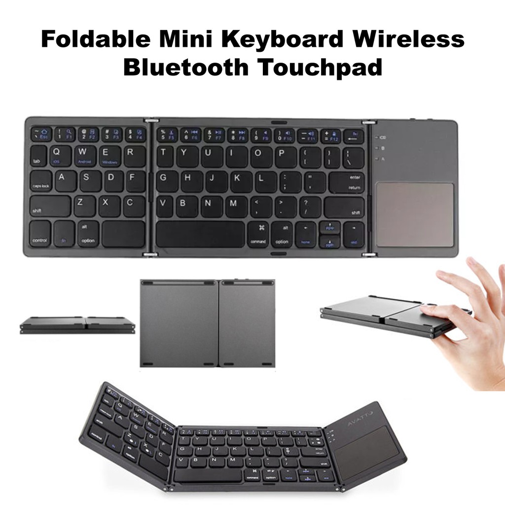 Foldable Mini Keyboard Wireless Bluetooth Keyboard With Mousepad For ...