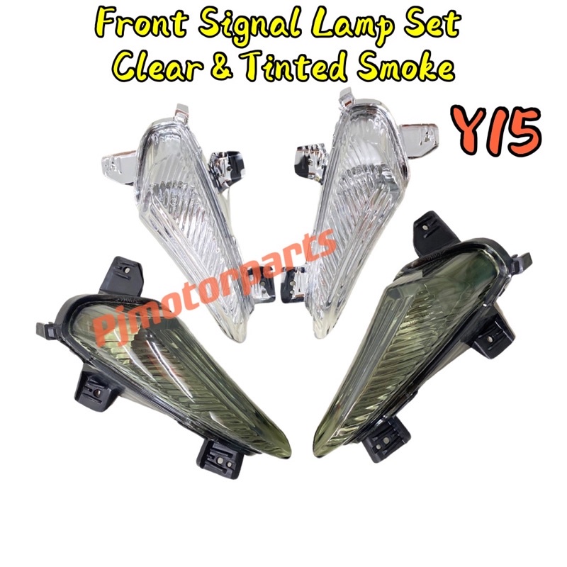 Y15 Y15ZR V1 V2 (Clear & Tinted Smoke) Left & Right Front Light Signal Set/Depan Lampu Signal ...