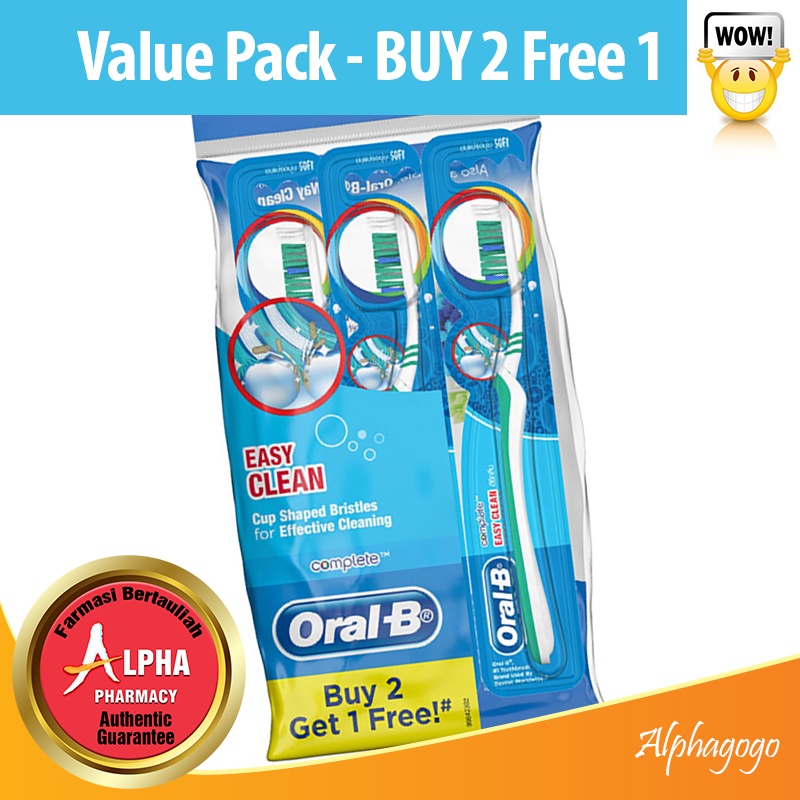 Oral-B Easy Clean BUY 2 FREE 1 (Soft / Medium / BLACK Soft) | Shopee ...
