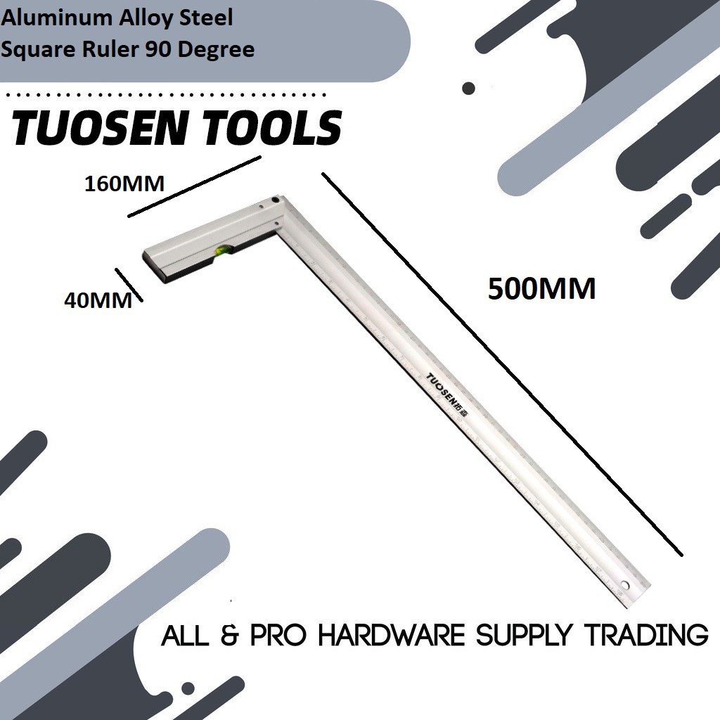 500MM Aluminum alloy steel square ruler 90 degree with level double ...