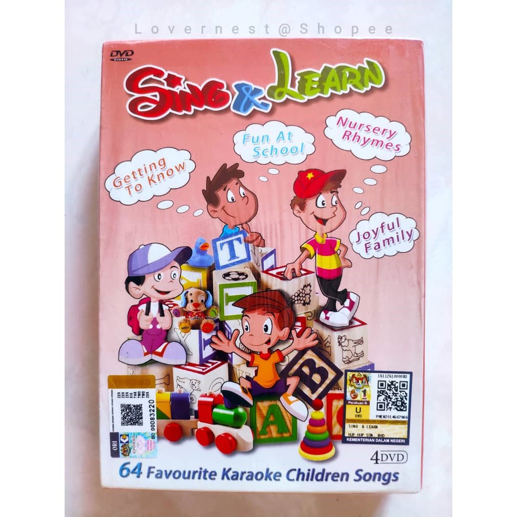 Sing & Learn 64 Favourite Karaoke Children Songs 4DVD Nursery Rhymes Do ...