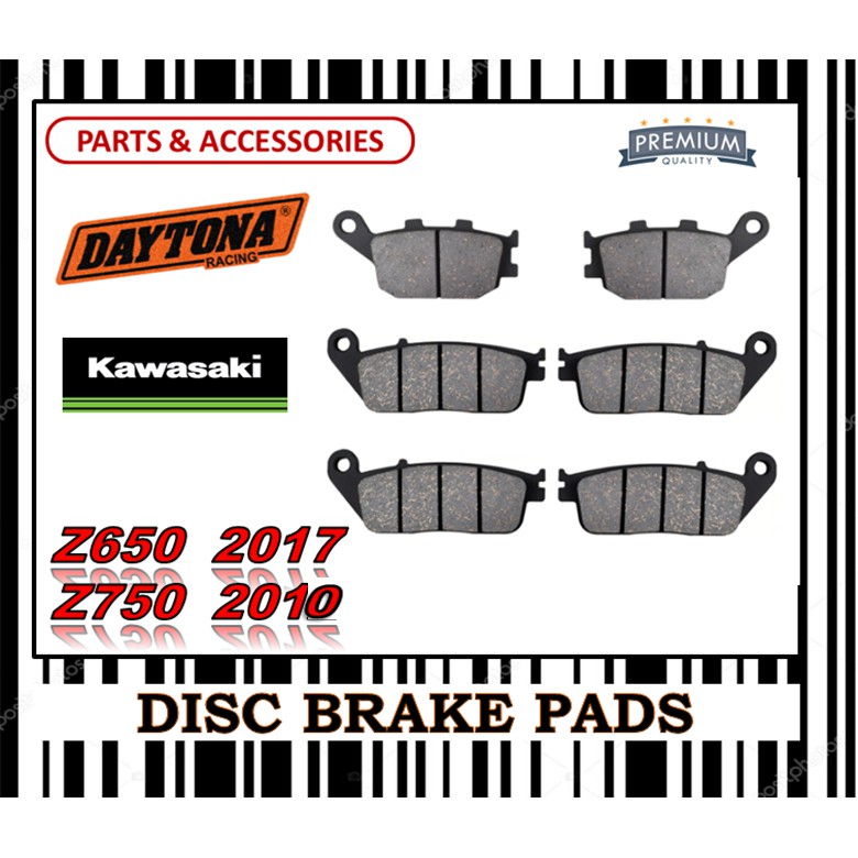 KAWASAKI Z650 2017 Z750 07-10 BRAKE PADS SET FR0NT & REAR DAYTONA TYPE ...