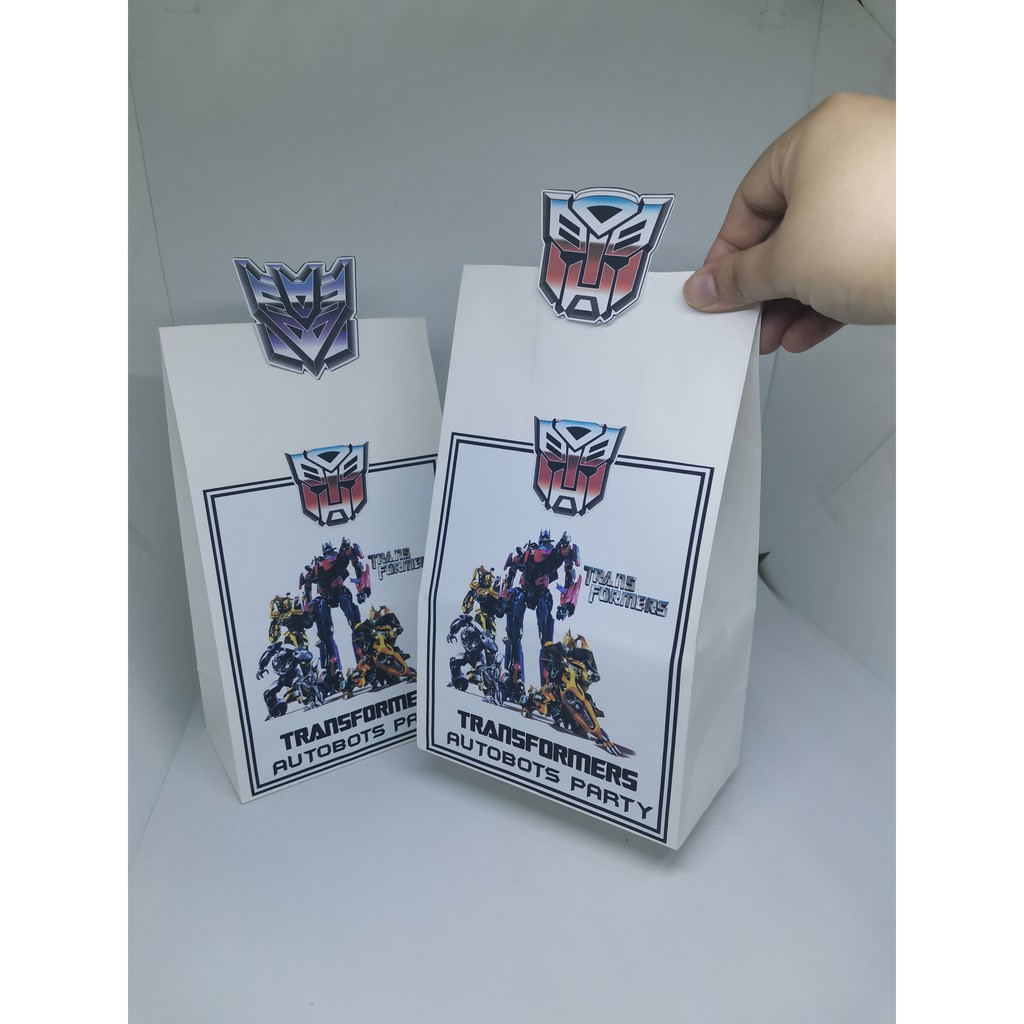 Transformers Theme Goodie Bag with Paper Tags Vitagen Label and ...