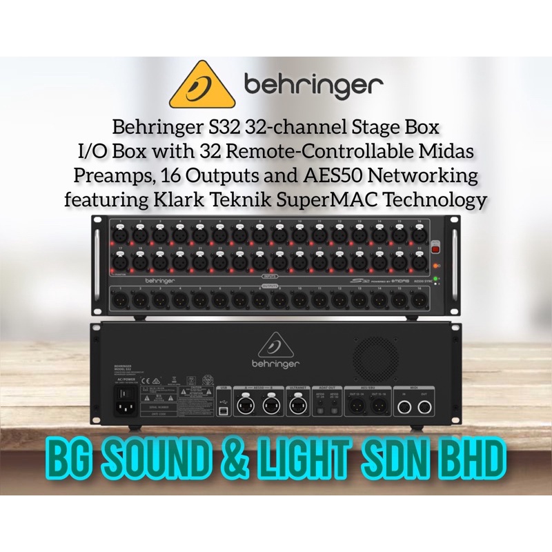 BEHRINGER S32 I/O Box with 32 Remote-Controllable Midas Preamps,16 ...