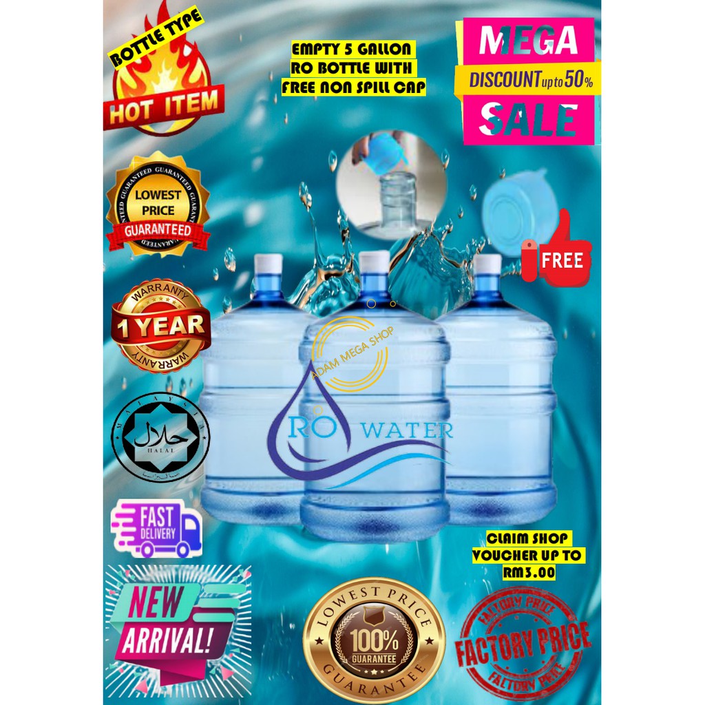 GALLON EMPTY WATER BOTTLE RO WITH CAP SET FOR WATER DISPENSER | Shopee ...