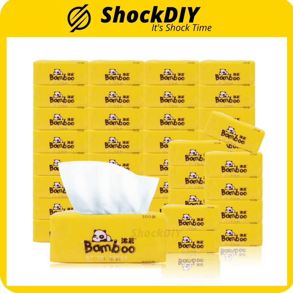 ShockDIY 300pcs Bamboo Tissue 4ply Soft Facial Tissue Paper 300pcs Per ...