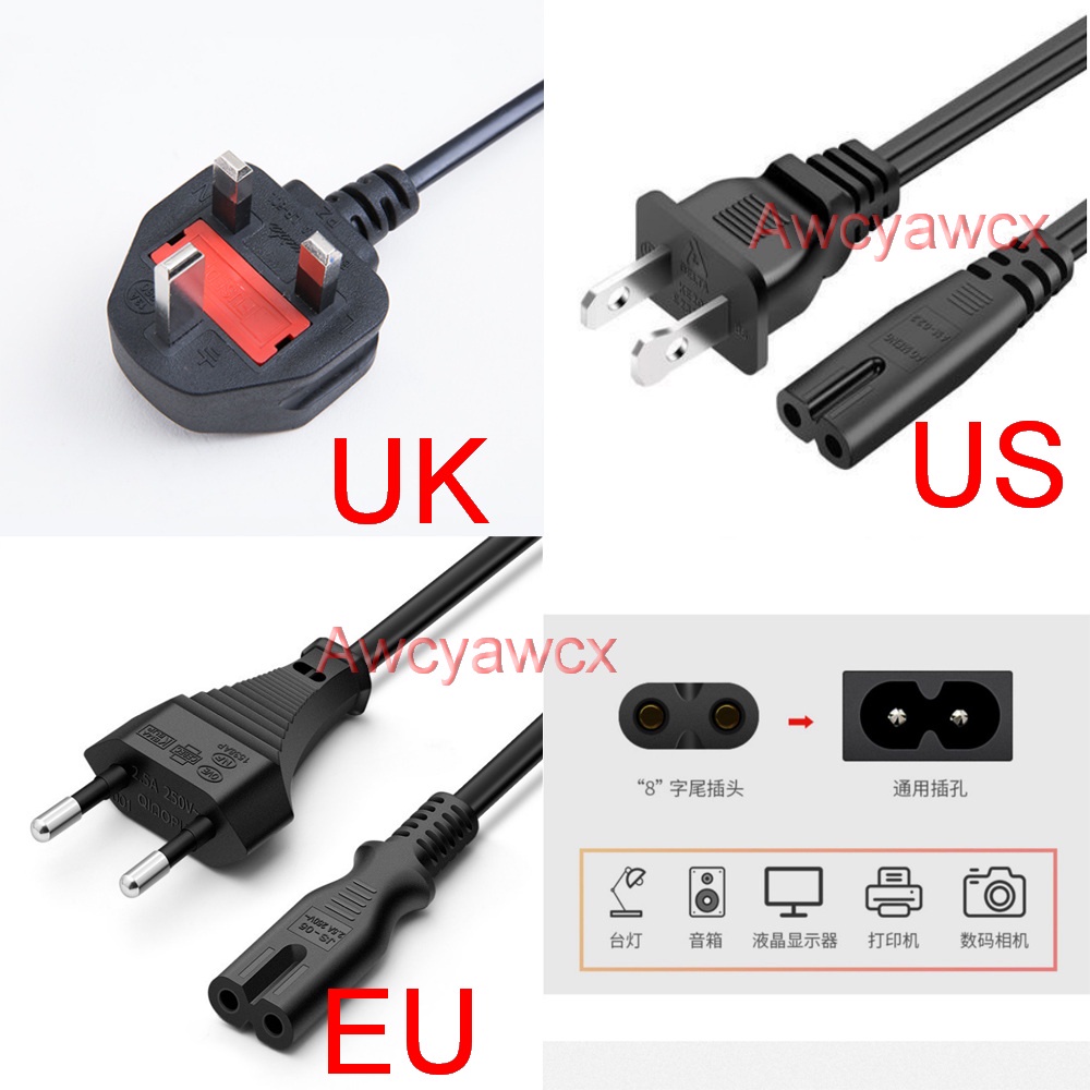 AC cable 100V-240V power PS4 PS3 PS2 Adapter Cord 150cm 1.5M 2 Prong C7 ...
