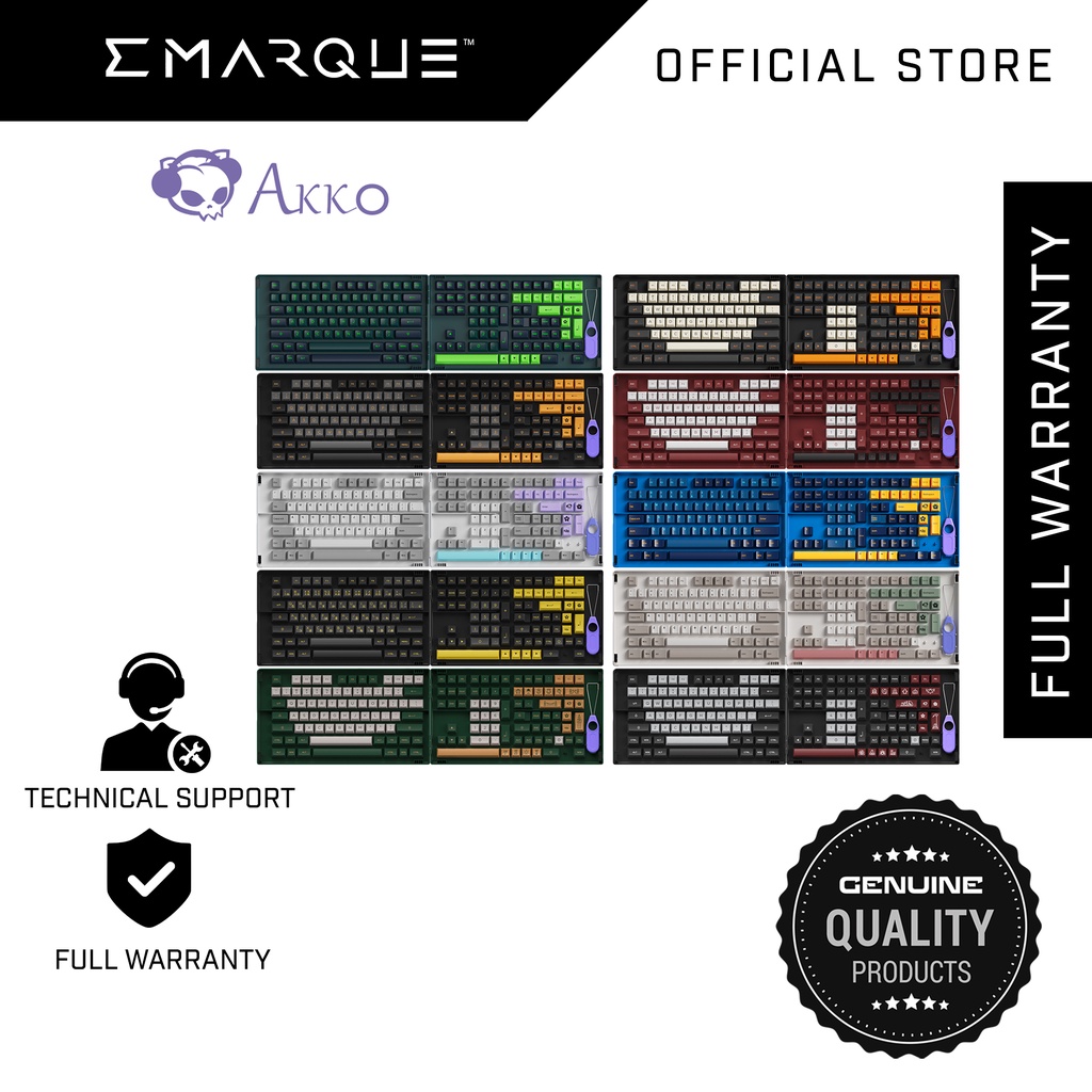 // Akko PBT Double Shot Keycaps — Chicago Theme, Carbon Retro, Wave ...
