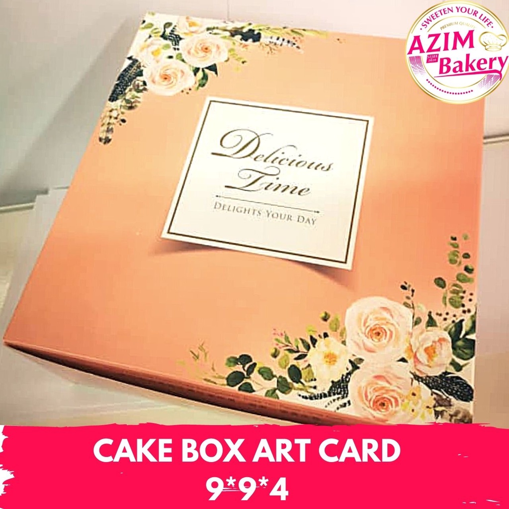 Cake Box Art Card (3pcs) 9x9x4 Kotak Kek Bercorak | Kotak Kek Bunga ...