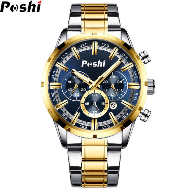 POSHI Original Waterproof Men's Watch Stainless Steel Automatic Date ...