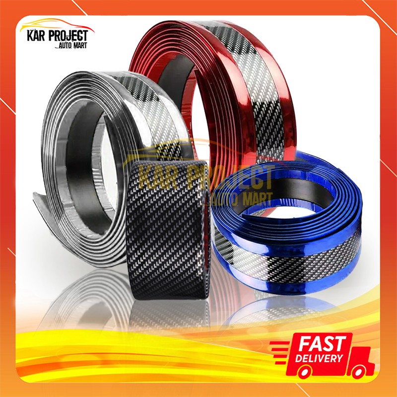 5CM 5D 6D Carbon Fiber Car Side Sticker Rubber Styling Door Sill ...