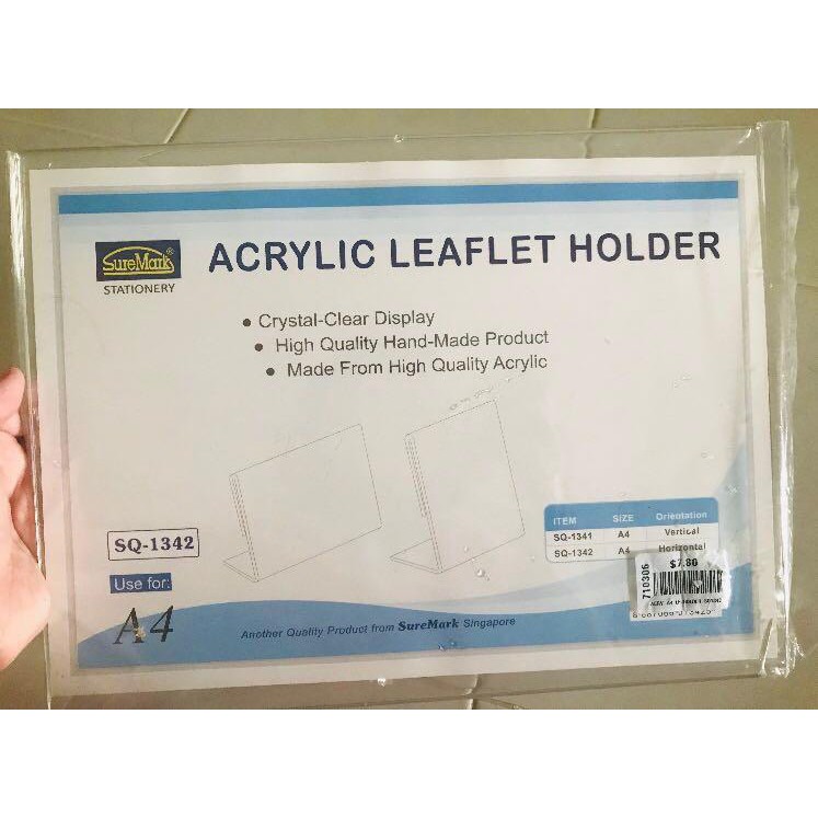 Landscape Transparent Acrylic L shape Stand A4 210mmX297mm | Shopee ...