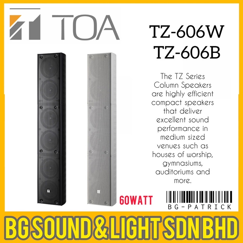 TOA TZ-606W Column Speaker System 60watt | TZ606W | TZ606B | TZ606 | SURAU | MASJID | SEKOLAH ...