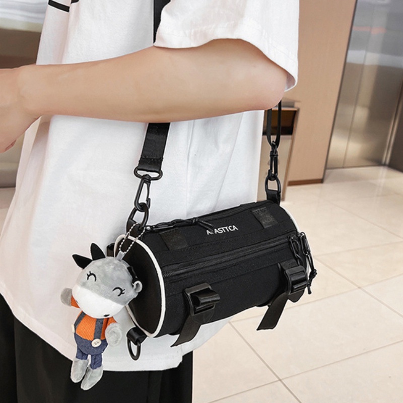 Beg Lelaki Cylindrical Messenger Bag Men's Bucket Bag Korean Shoulder ...