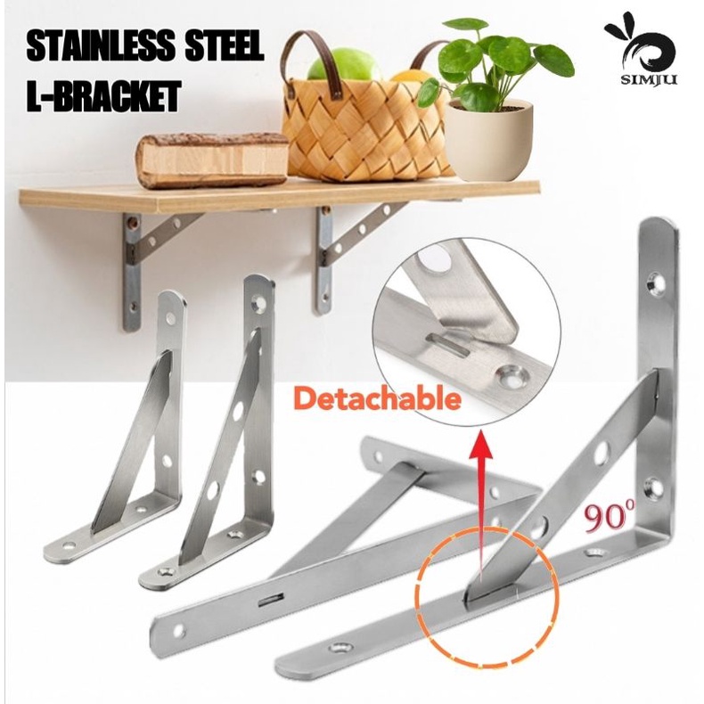Stainless Steel Shelf L Bracket Angle Bracket Detachable Removeable ...