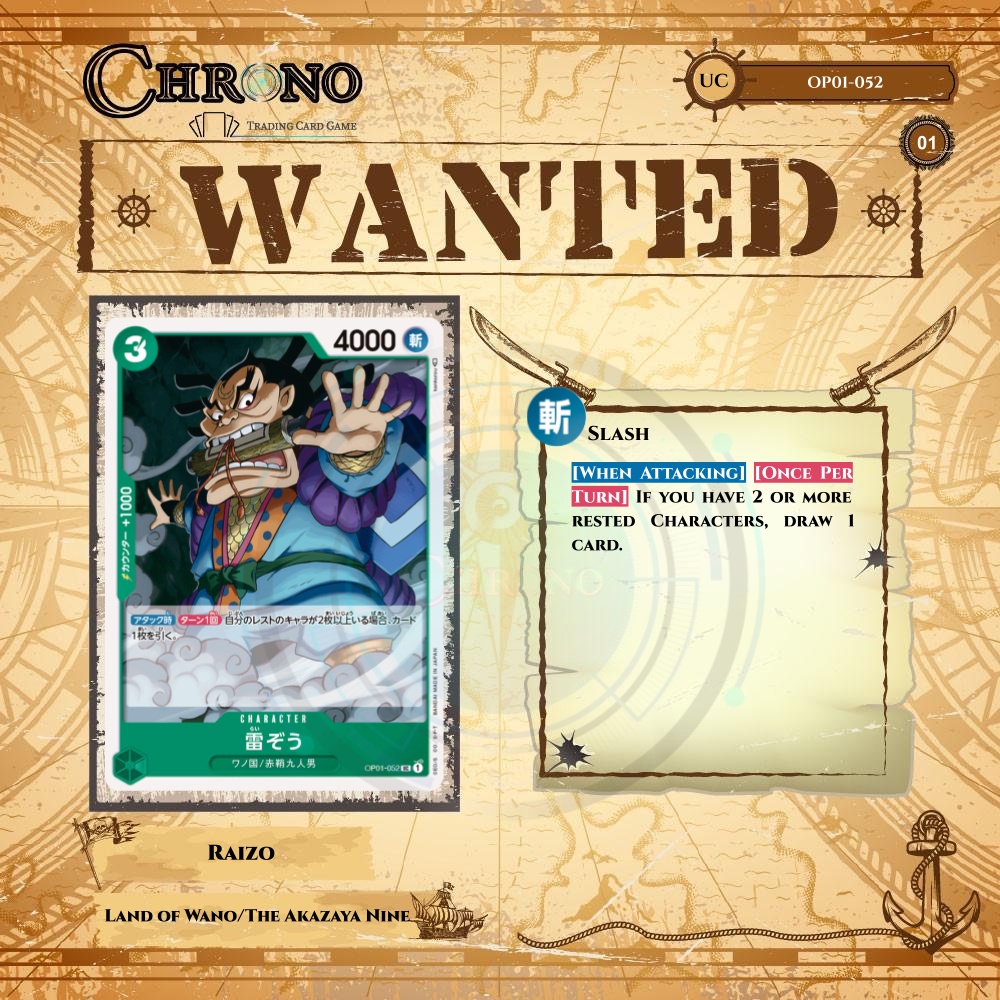 OP01-052 | Raizo | Uncommon | Character | One Piece TCG Single | Chrono ...