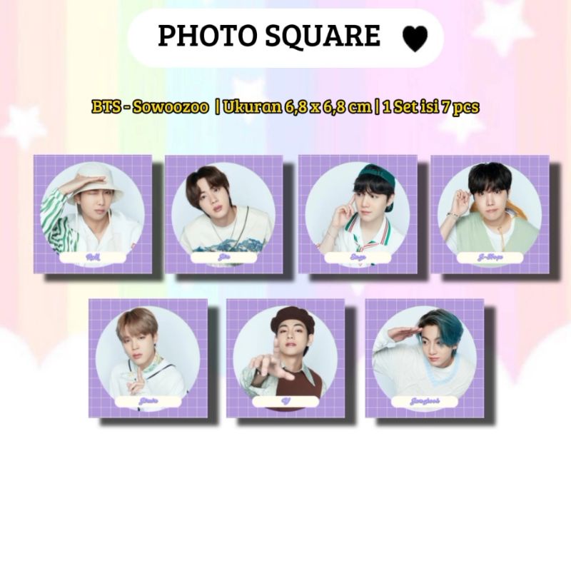 Photo Square BTS - Sowoozoo contains 7 pcs (All members) | Shopee Malaysia