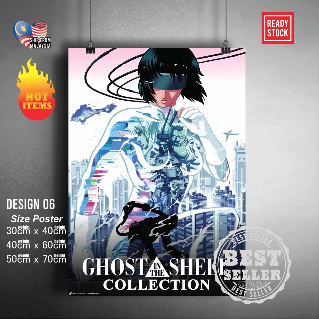 (READY STOCK) Ghost In The Shell Poster Sticker Motoko Kusanagi Batou ...